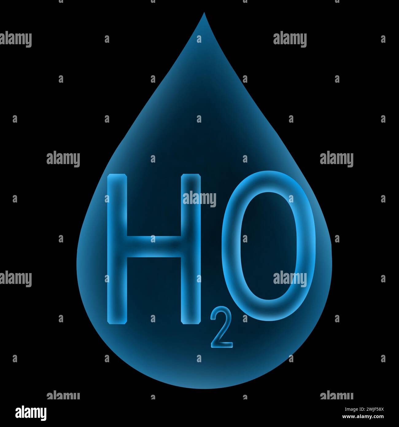 h2o atom with blue glow water droplet futuristic design Stock Photo - Alamy