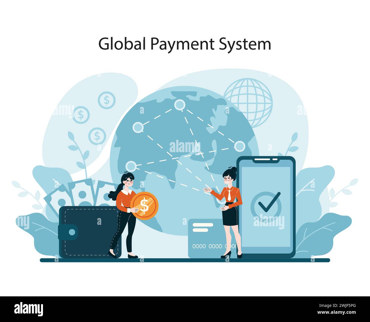 Global Payment System concept. Illustrating the connectivity of modern finance across borders ...