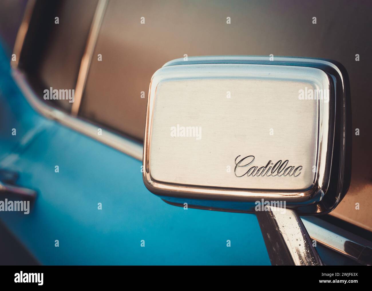 Vintage luxury old retro blue cadillac coupe deville on the street ...