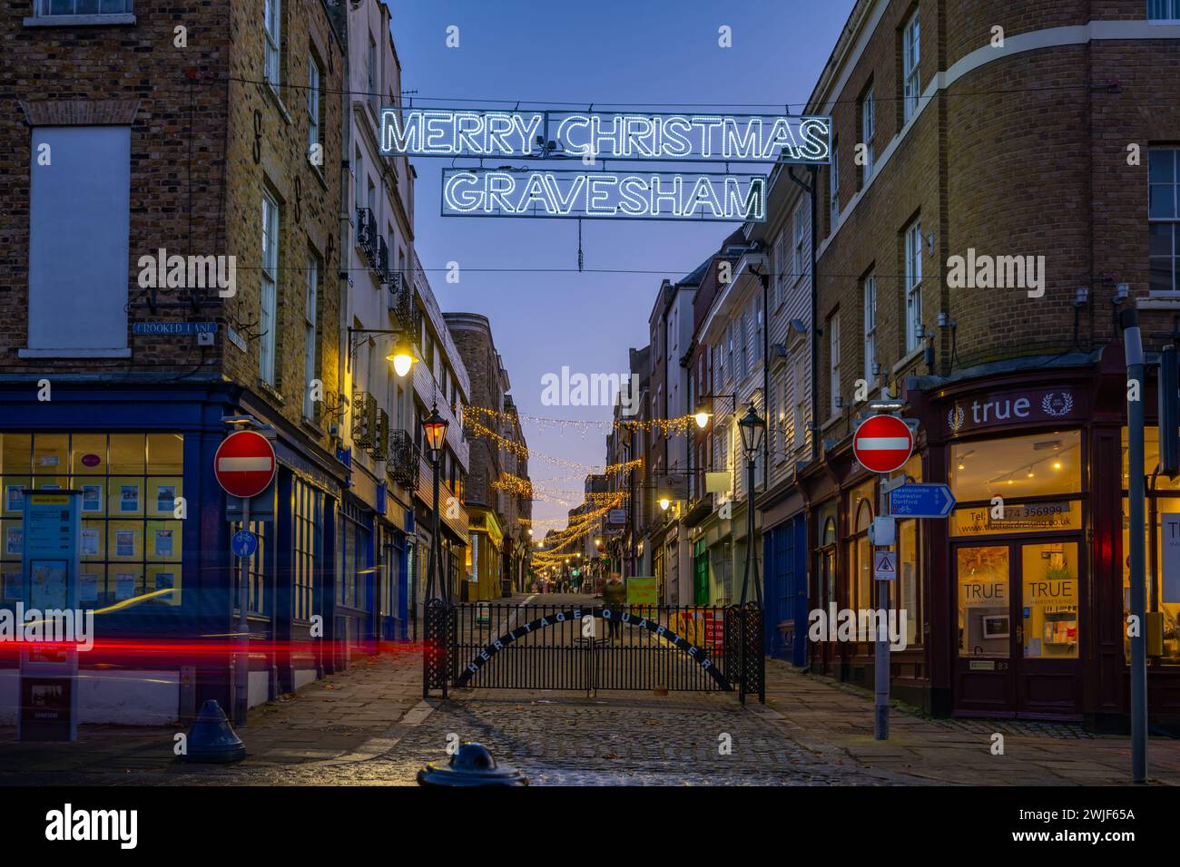 Christmas lights on the High street Gravesend from their Town Pier ...