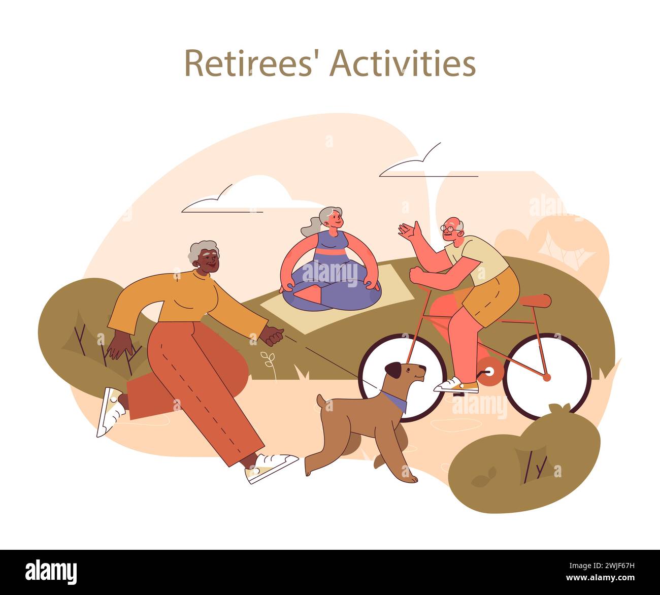 Companionship retirement exercise walking Stock Vector Images - Alamy