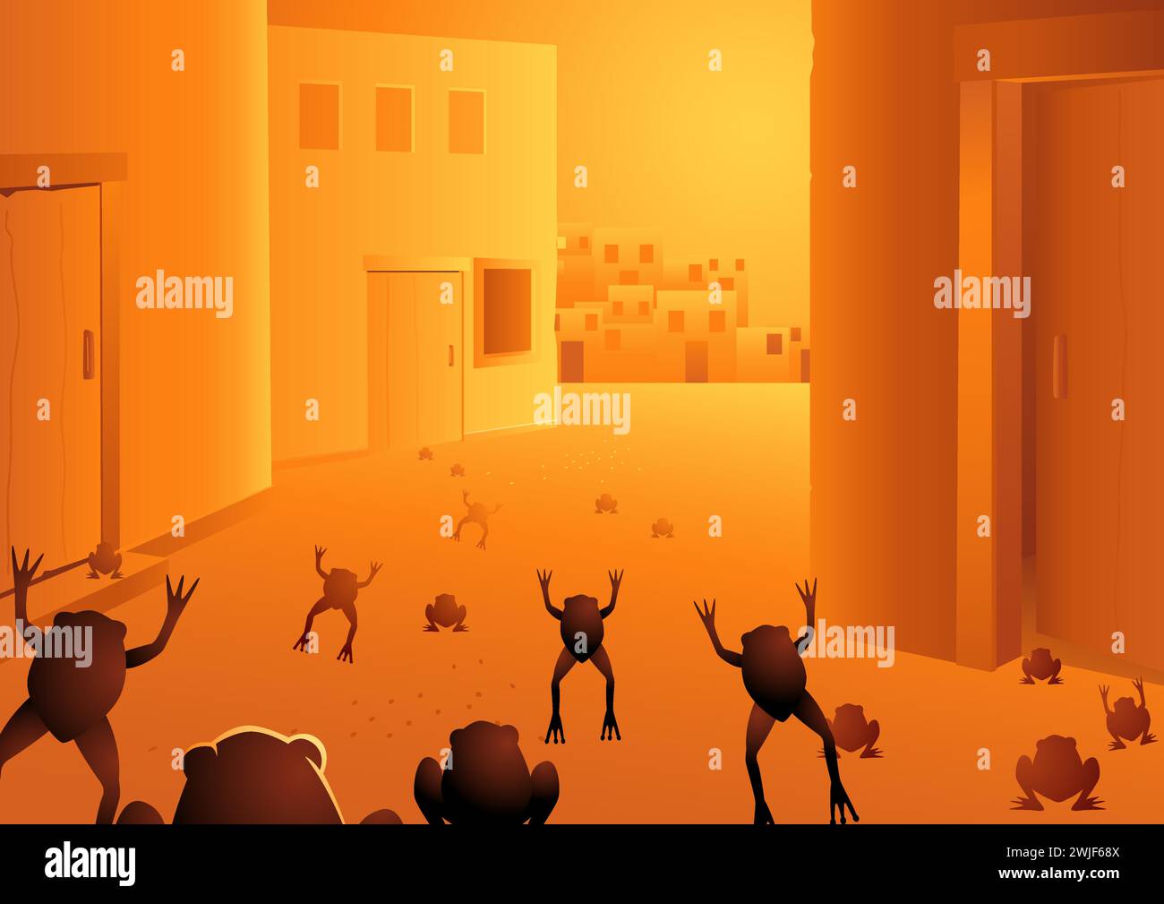 Biblical vector illustration series, the ten plagues of Egypt, second ...