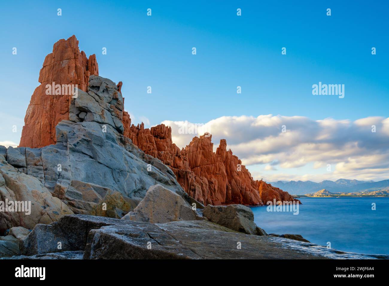 A long exposure view of the red rocks of Arbatax Stock Photo - Alamy