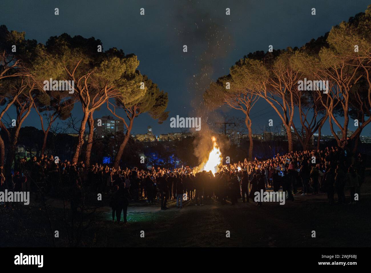 General view of the bonfire where the sardine is burned at the end of ...
