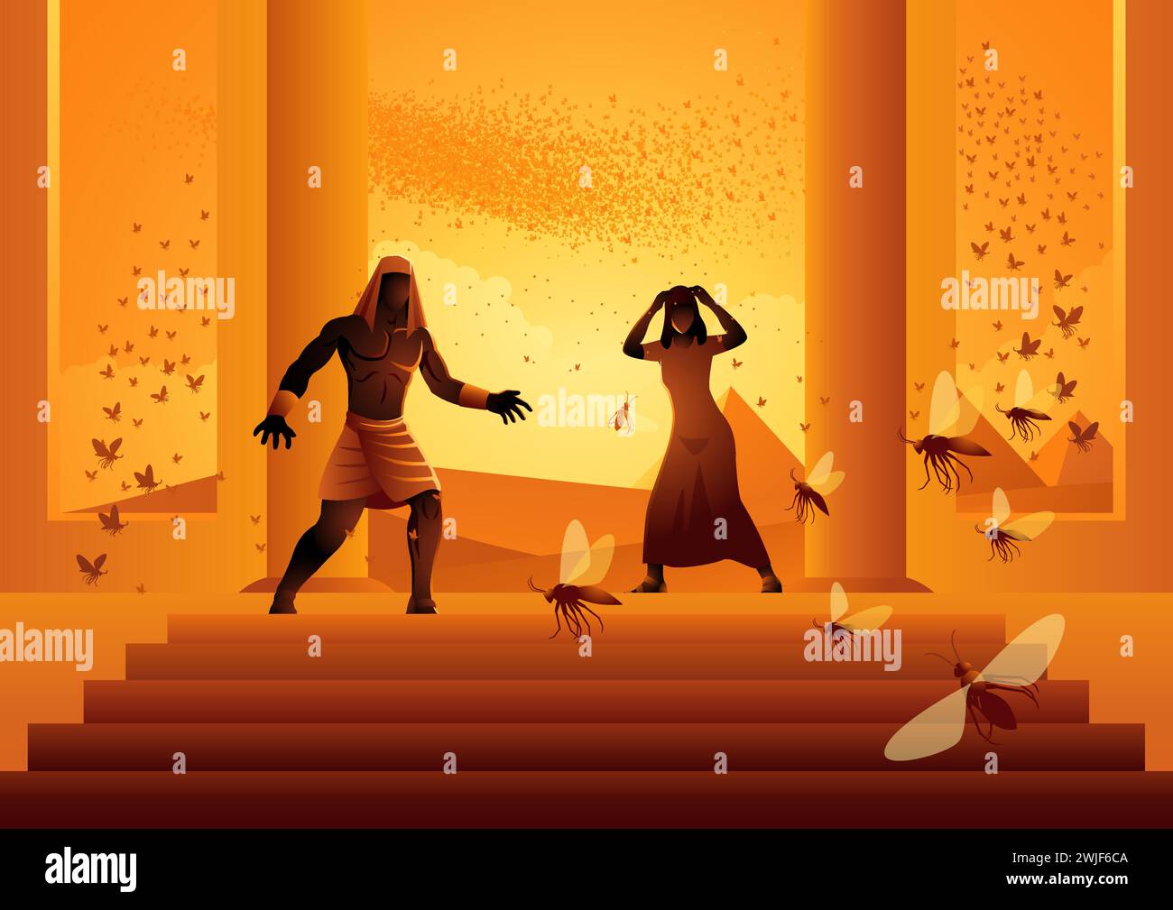 Biblical vector illustration series, the ten plagues of Egypt, third ... Biblical vector illustration series, the ten plagues of Egypt, third ...