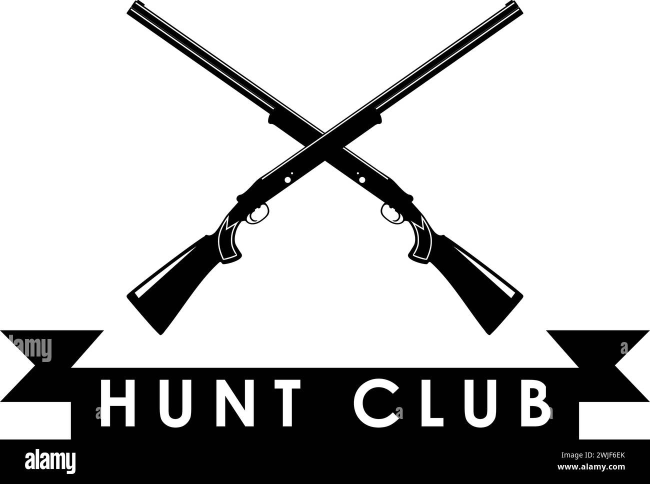 Crossed Hunting Rifles and Banner of Hunting Club Isolated in Flat ...