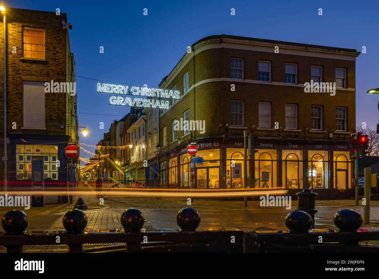 Christmas lights on the High street Gravesend from their Town Pier ...