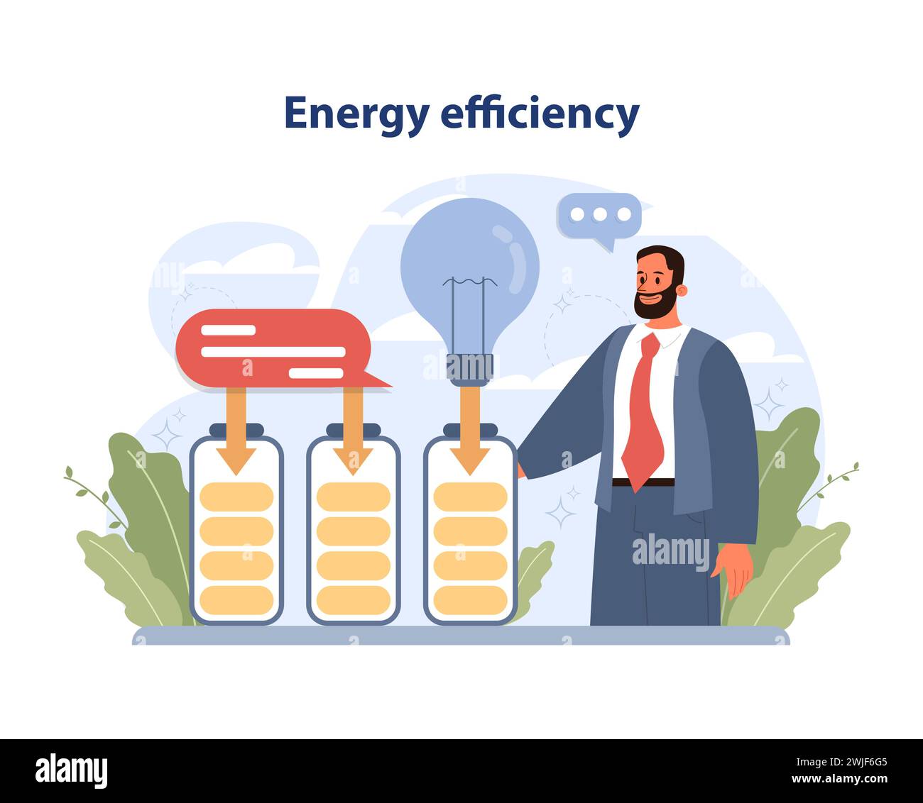 Energy Efficiency concept. Professional man monitors battery levels ...