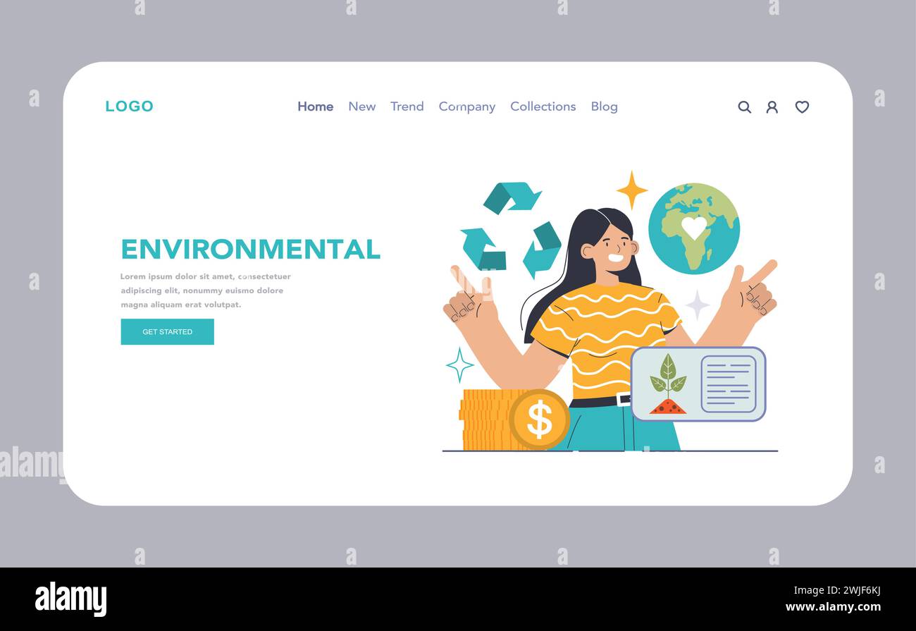 Environmental Advocacy web or landing. Woman promoting recycling, earth ... Environmental Advocacy web or landing. Woman promoting recycling, earth ...