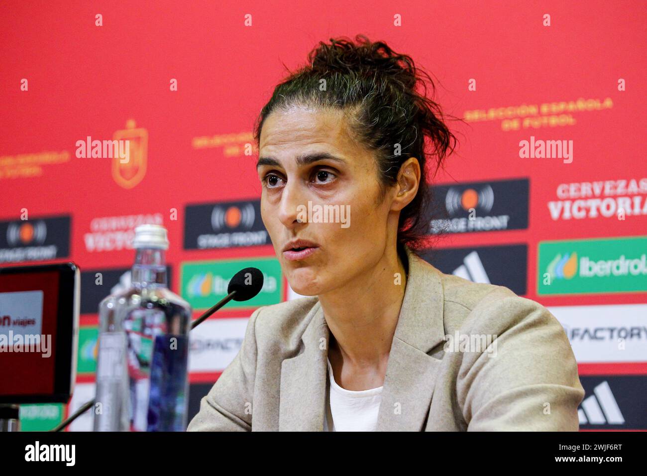Montse Tome, Spain women's national team coach, attends the media ...
