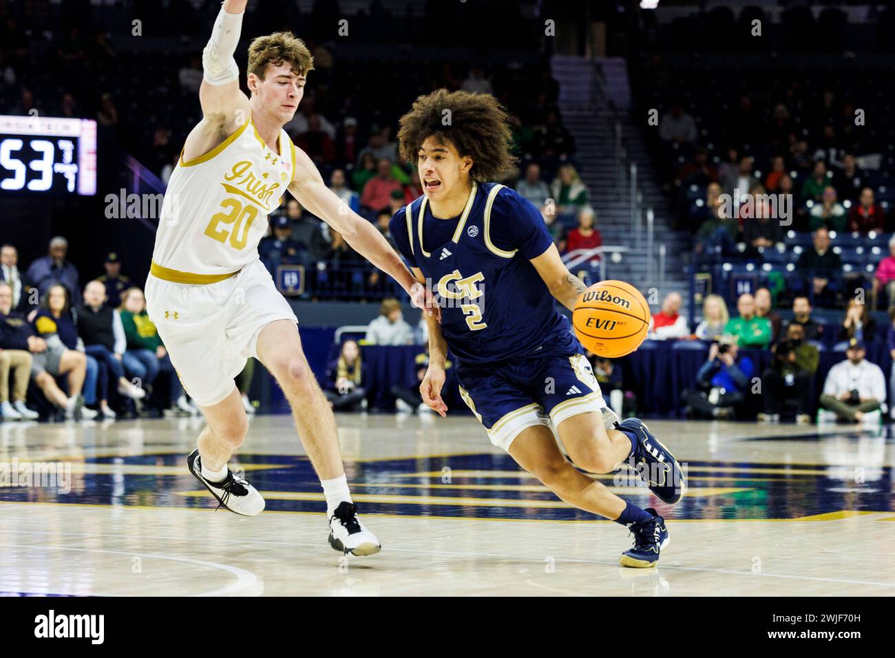 February 14, 2024: Georgia Tech guard Naithan George (2) drives to the ...