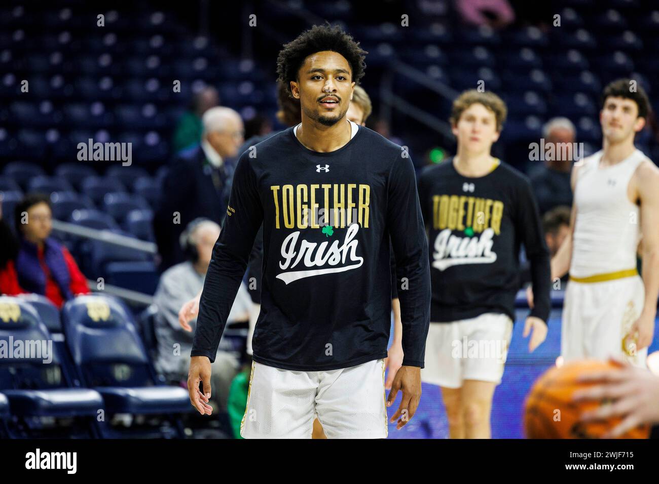 South Bend, Indiana, USA. 14th Feb, 2024. Notre Dame guard Julian Roper ...