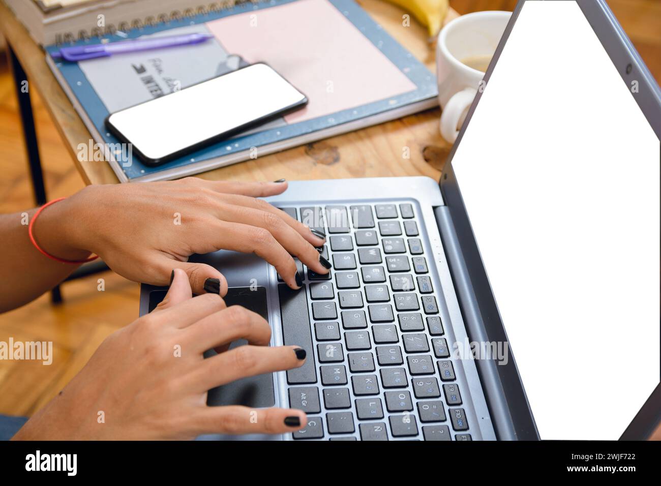 Painted nails typing hi-res stock photography and images - Alamy