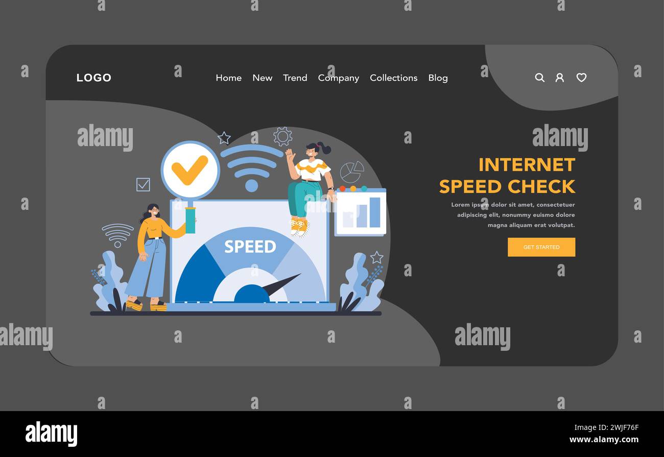Wi-Fi network dark or night mode web or landing. Specialist setting up ...