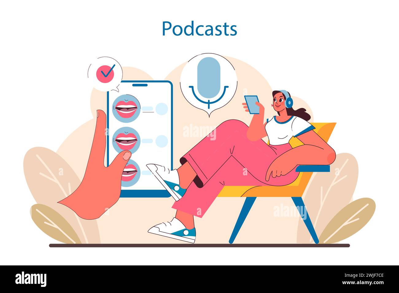 Podcast Enthusiast concept. Engaging in audio storytelling and ...