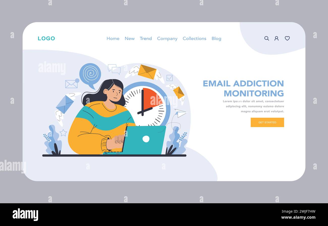 Internet addiction web or landing page. The image reflects the ...