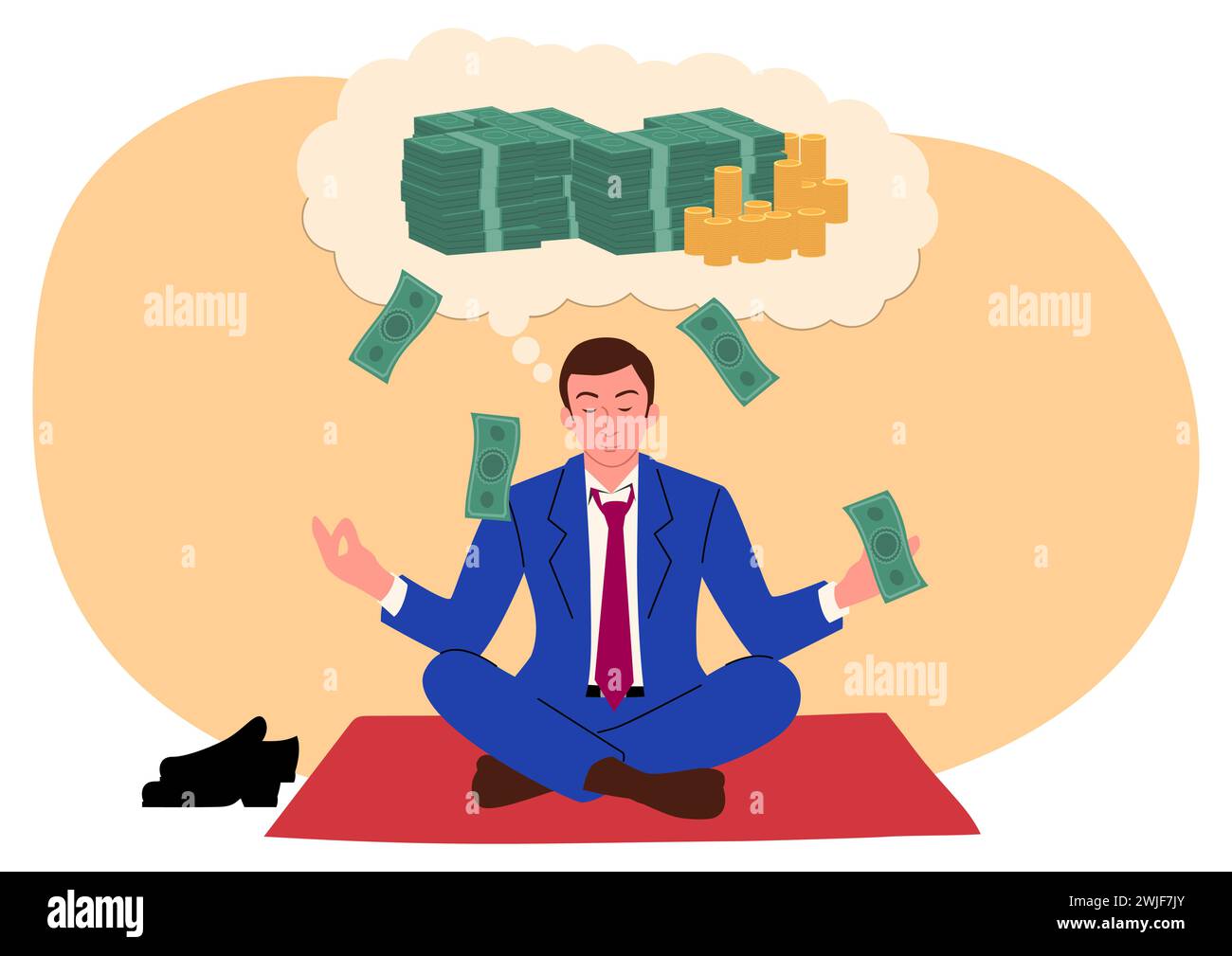 Clip art of a businessman does yoga in his office to channel his mind ...