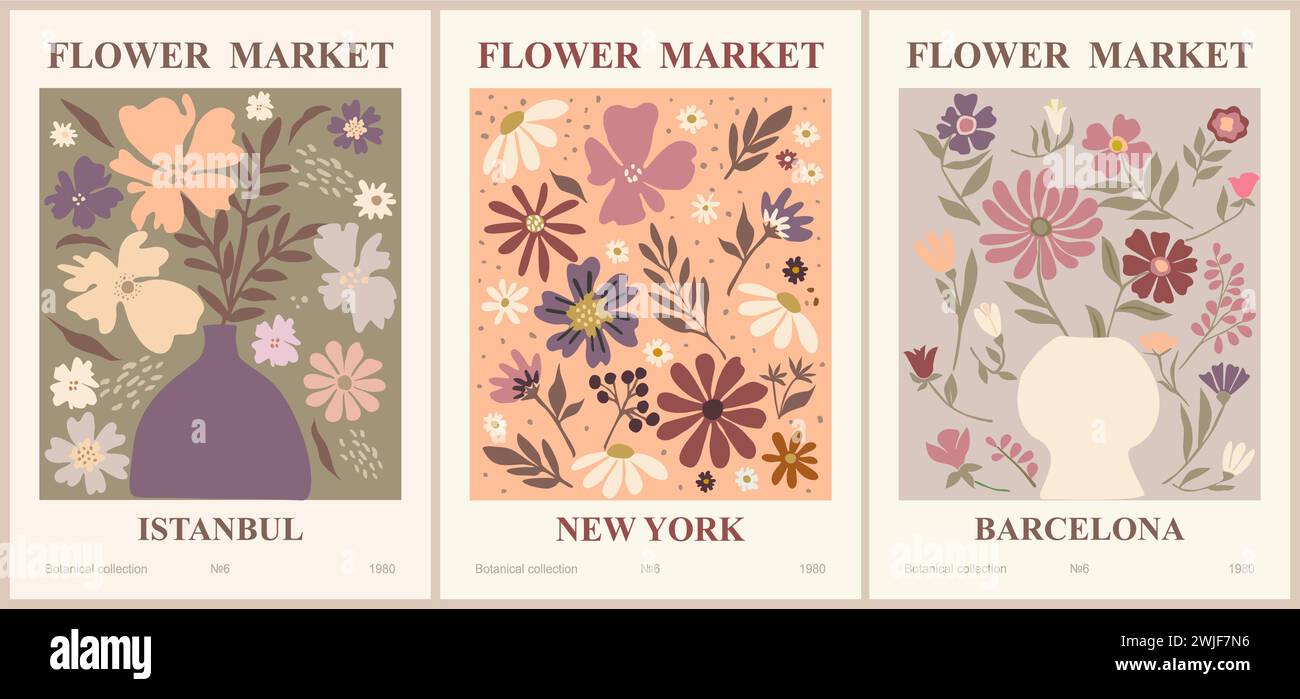 Set of abstract Flower Market art posters Stock Vector Image & Art - Alamy