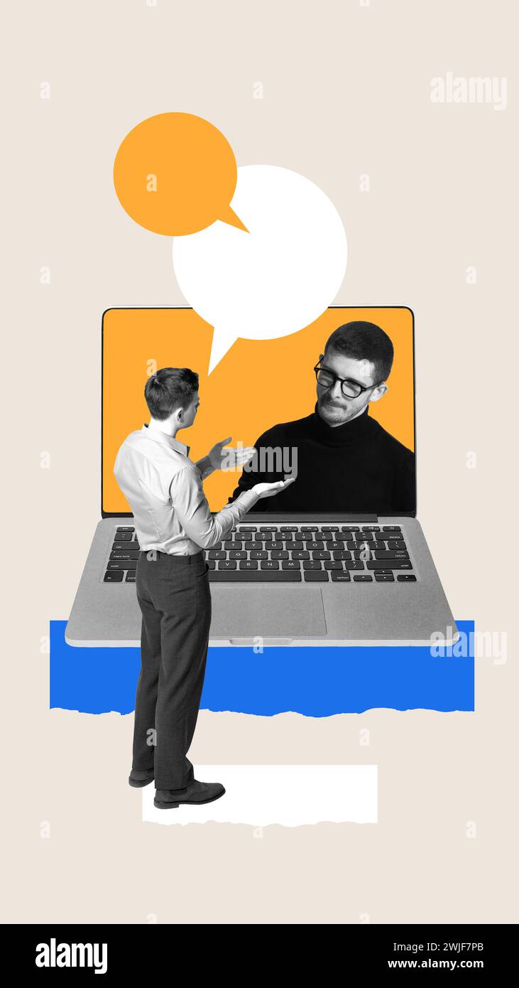 Job interview via online video call, businessman communicating with job ...