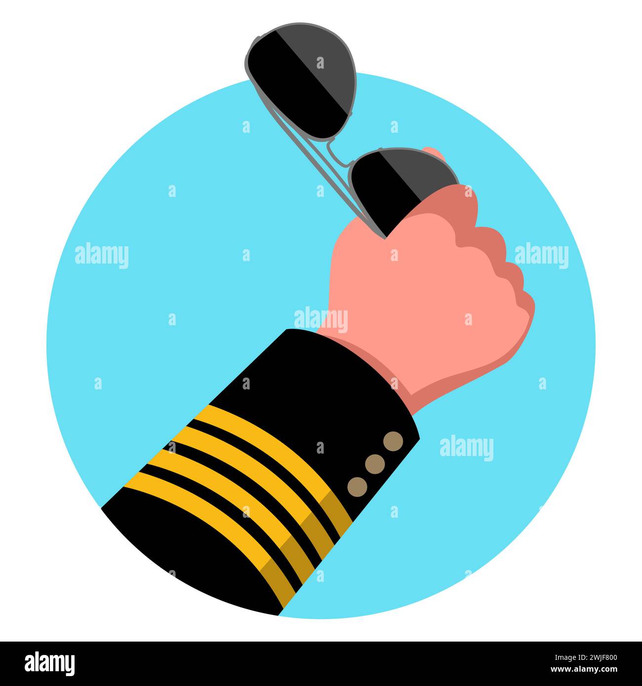 Clip art of a pilot hand holding an aviator sunglasses, vector ...