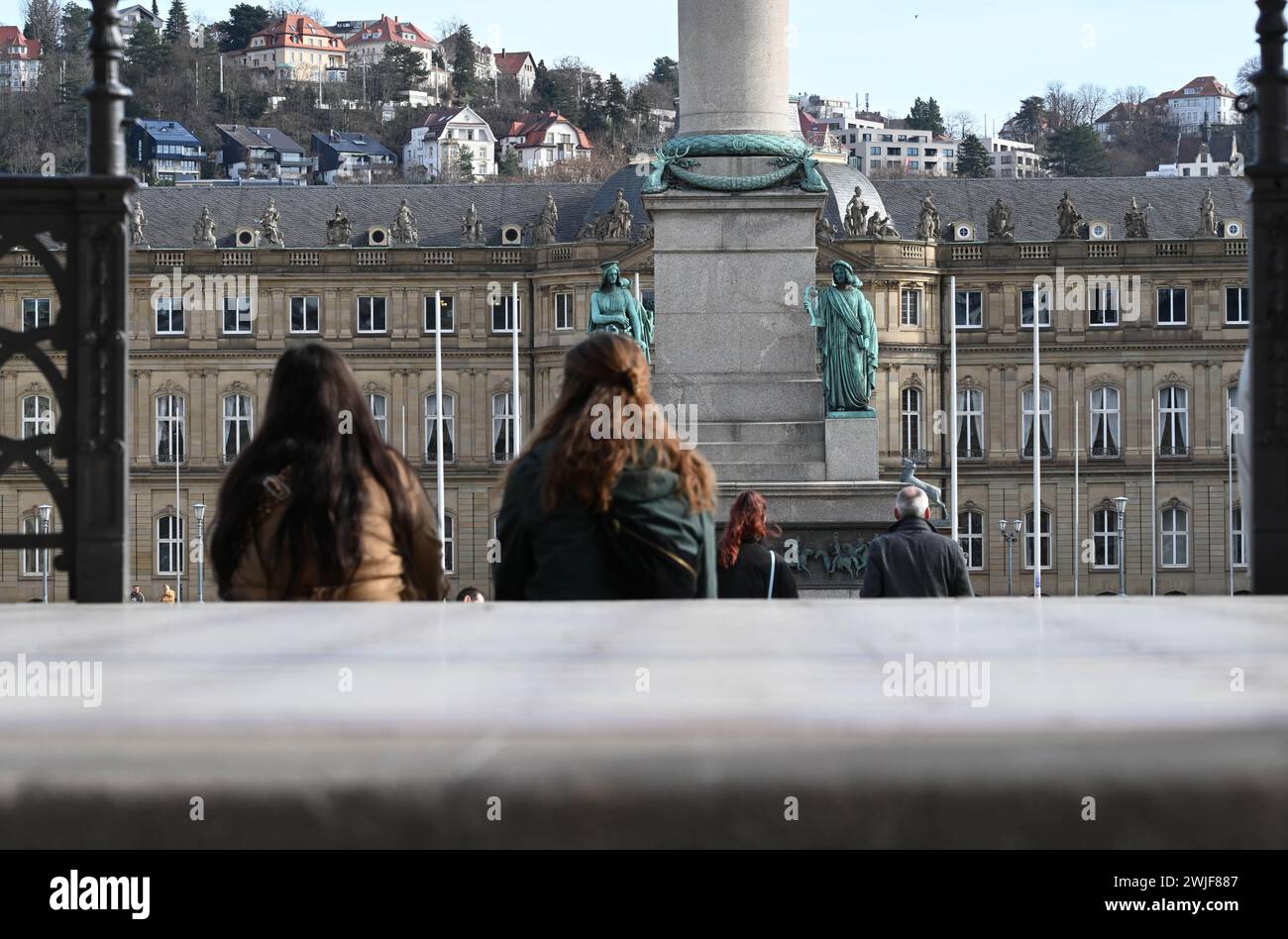 Stuttgart, Germany. 15th Feb, 2024. In the sunshine and mild spring ...