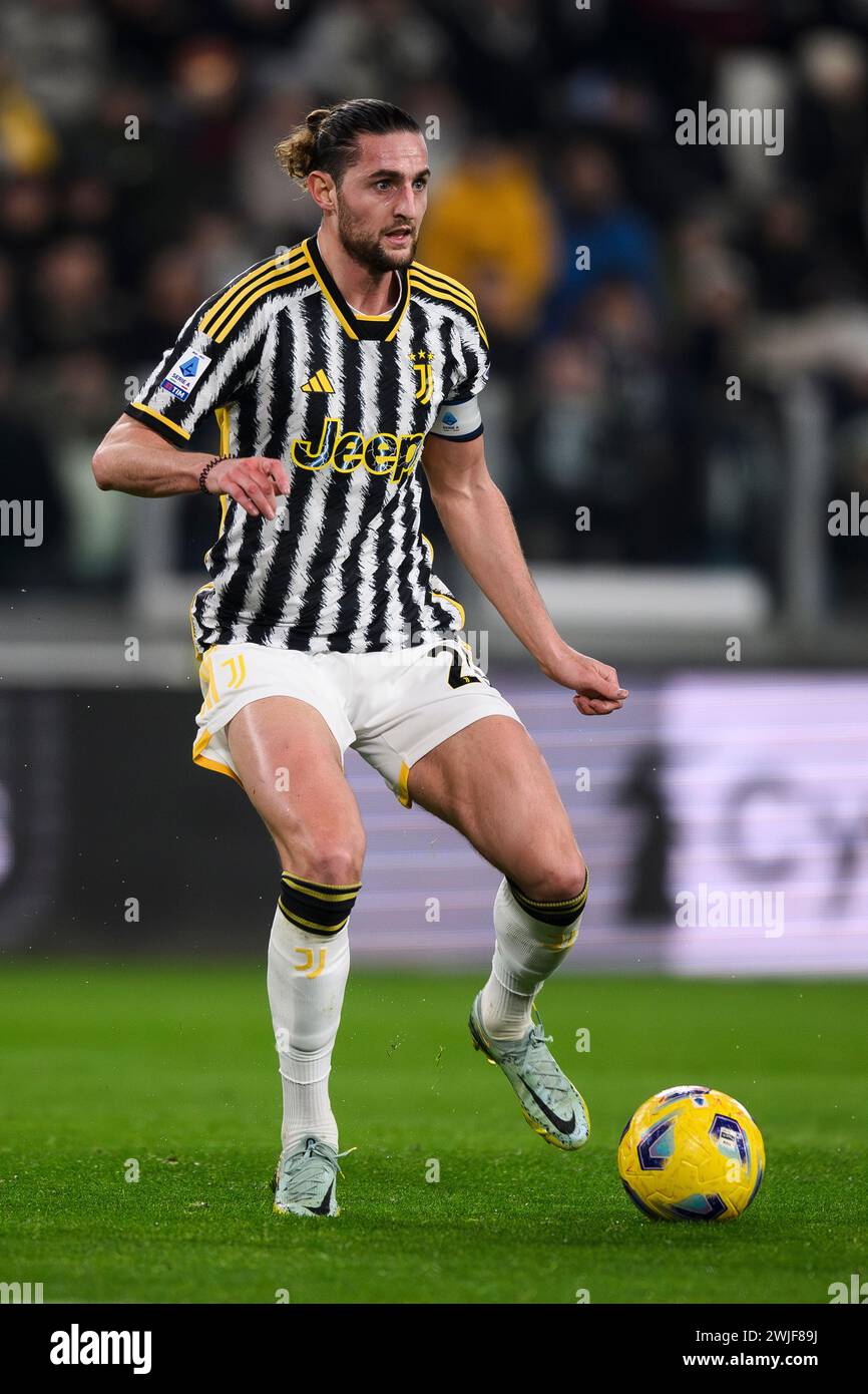 Turin, Italy. 12 February 2024. Adrien Rabiot of Juventus FC in action ...