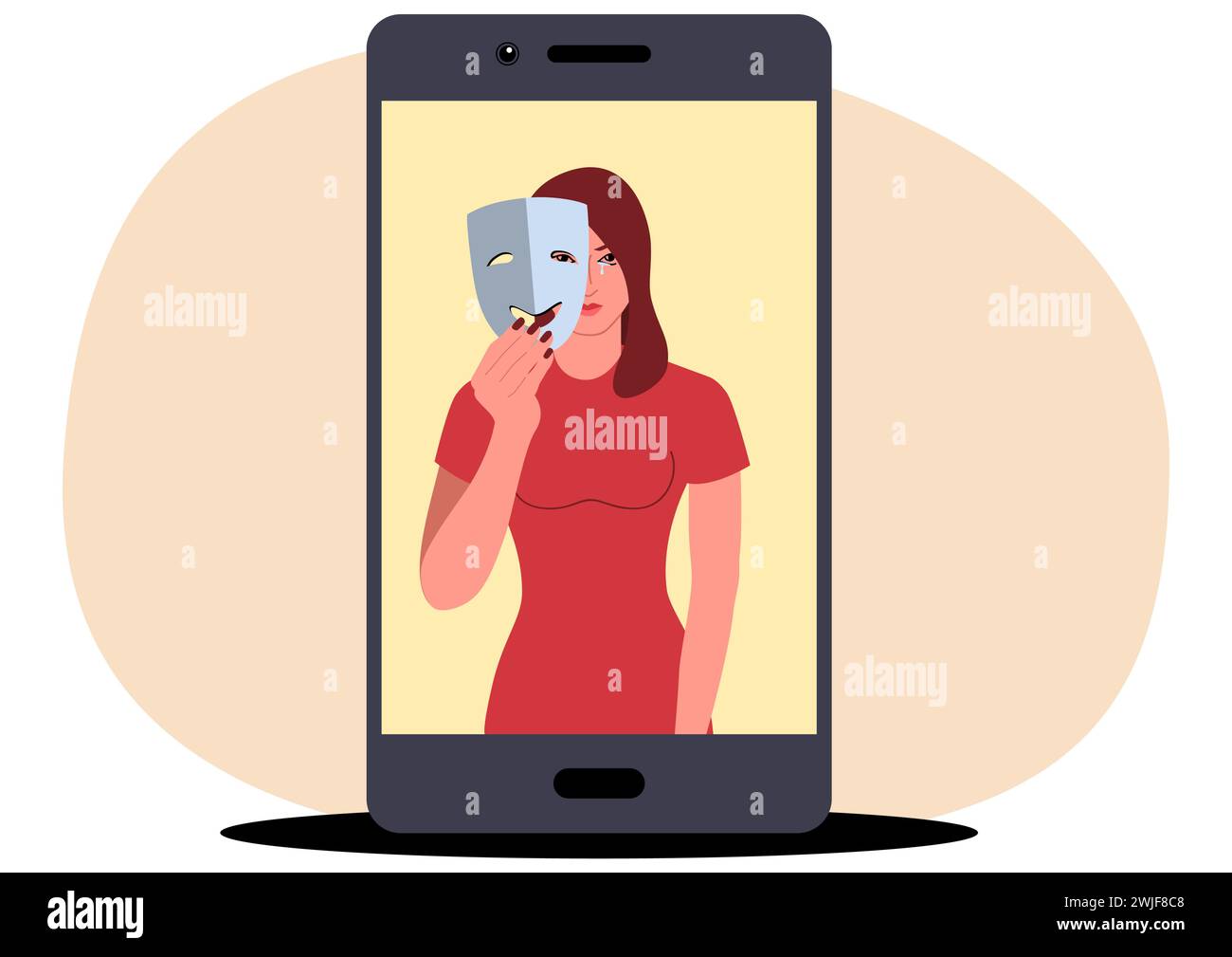 Woman holding masquerade mask Stock Vector Images - Alamy