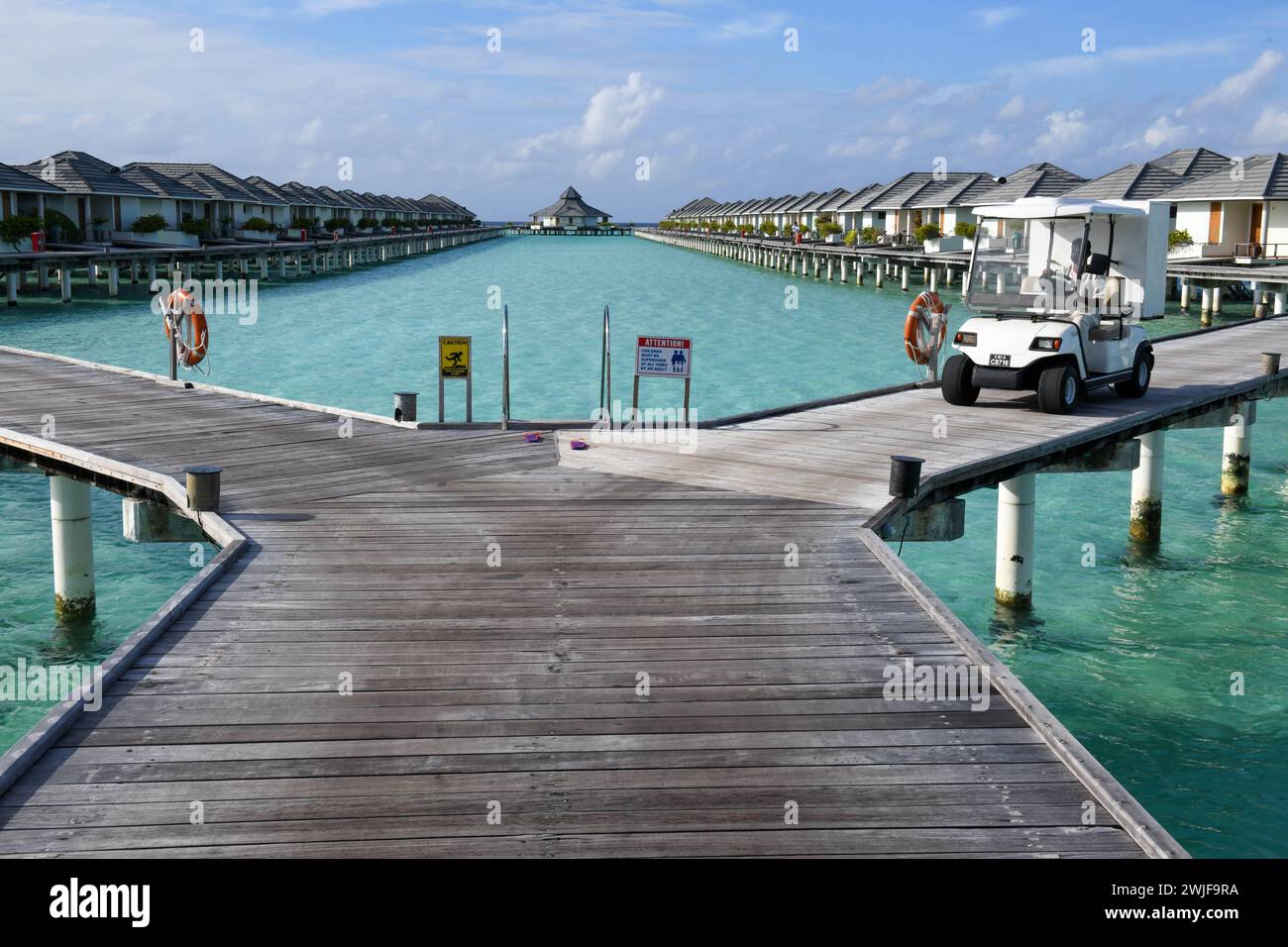 Villa Park, Maldives - 26 December 2023: View at the water villas of ...