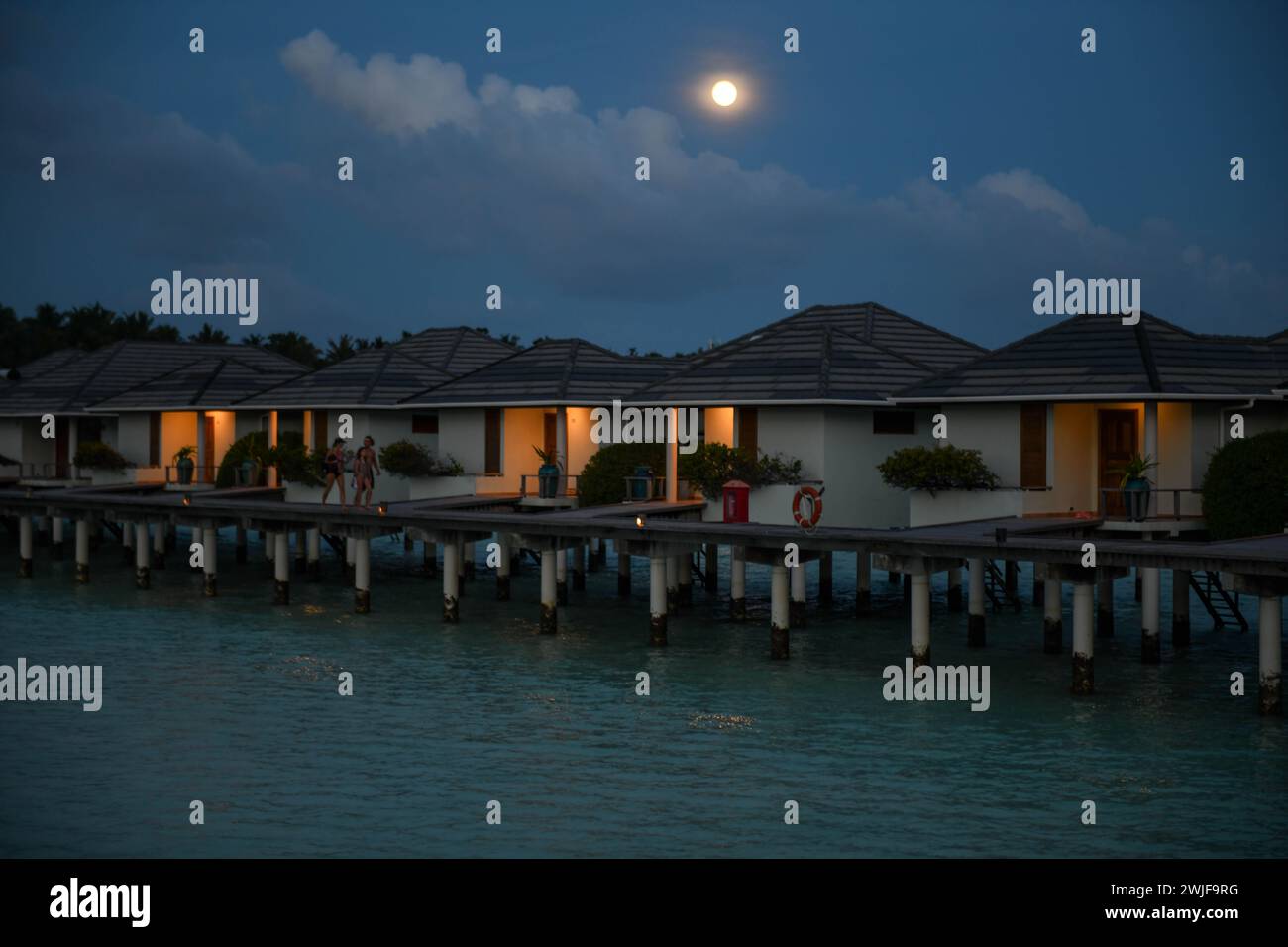 View at the water villas of Villa Park resort on Ari atoll in Maldives ...