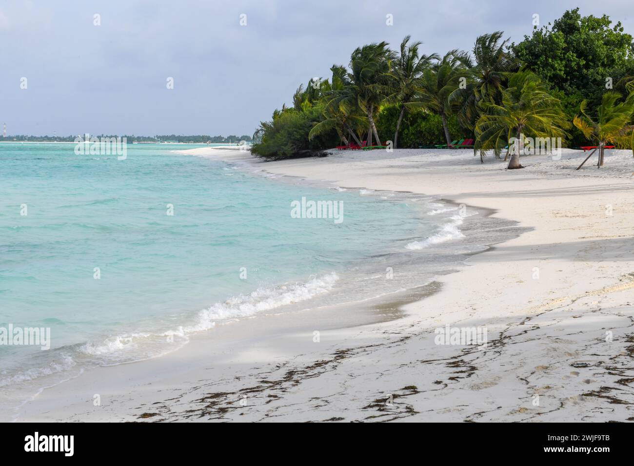View at the beach of Villa Park resort on Ari atoll in Maldives Stock ...