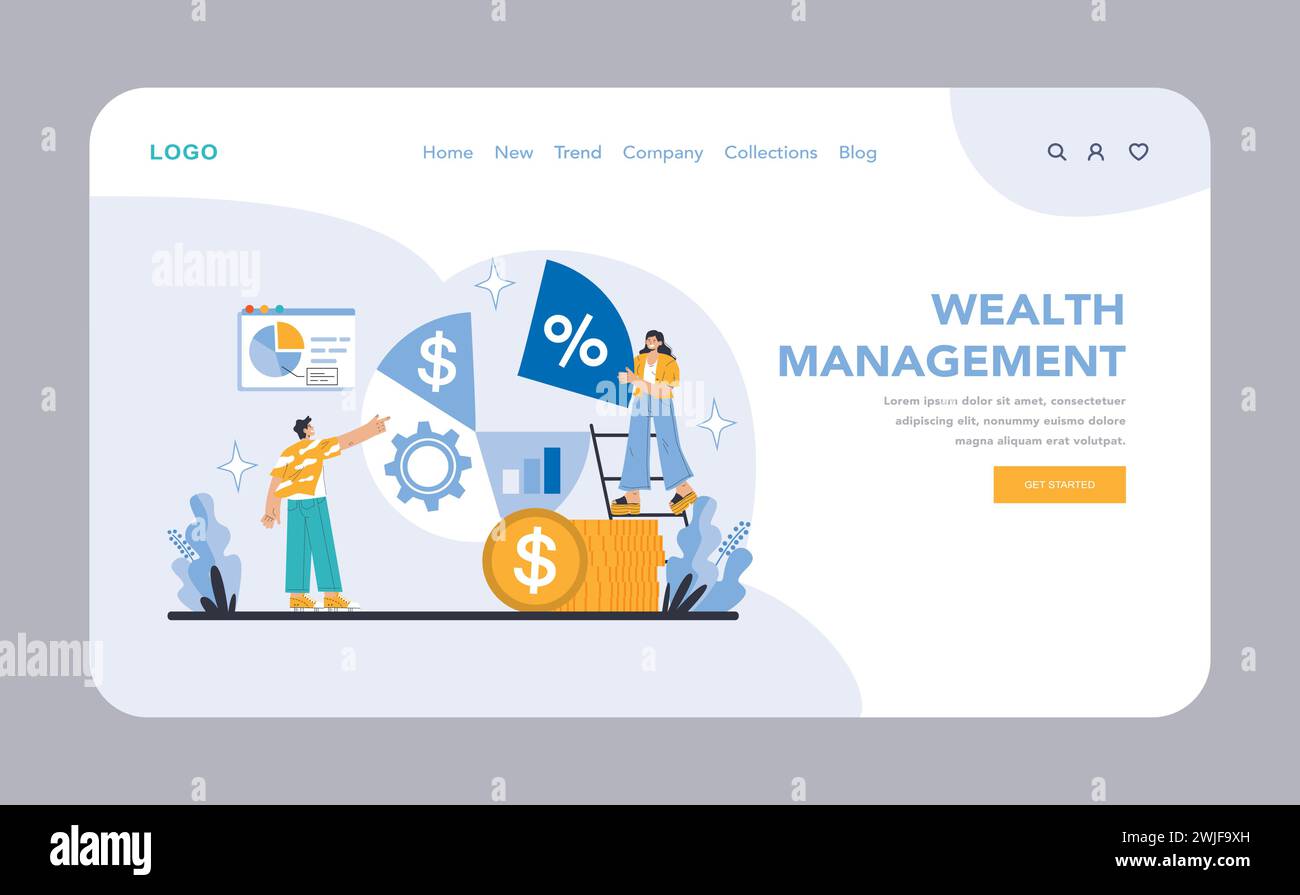 Wealth Management web or landing page. Optimizing financial health with ...