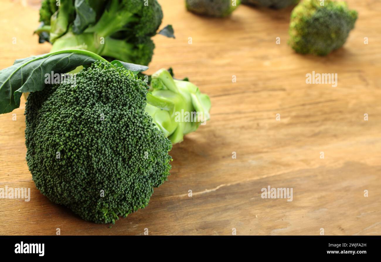 organic broccoli for healthy eating on the table Stock Photo - Alamy