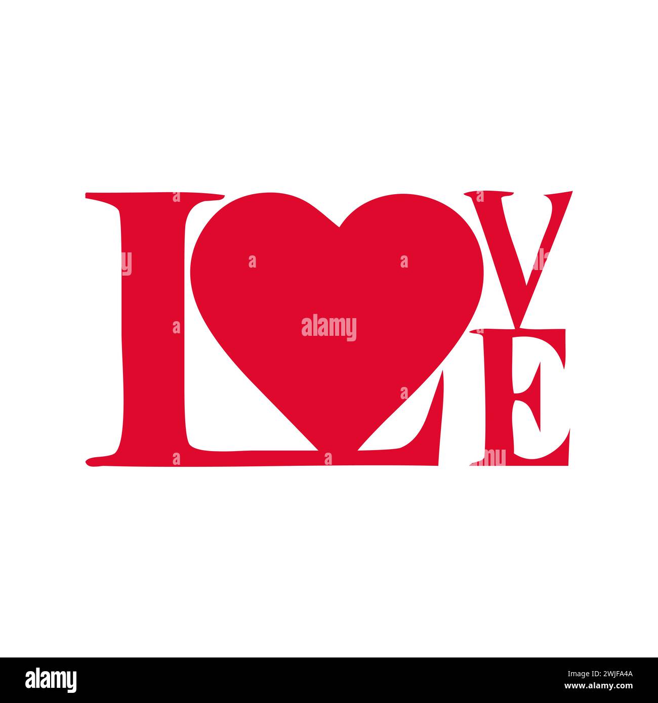 Red Love Word Lettering Typography With Heart Icon Stock Vector Image ...
