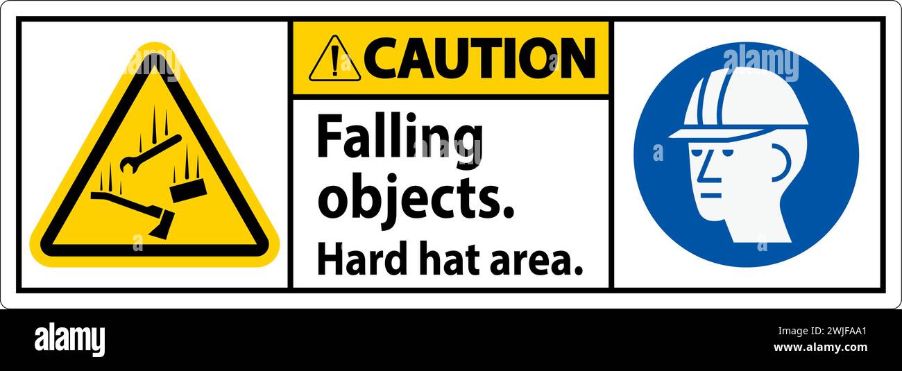 Caution Sign, Falling Objects Hard Hat Area Stock Vector Image & Art ...