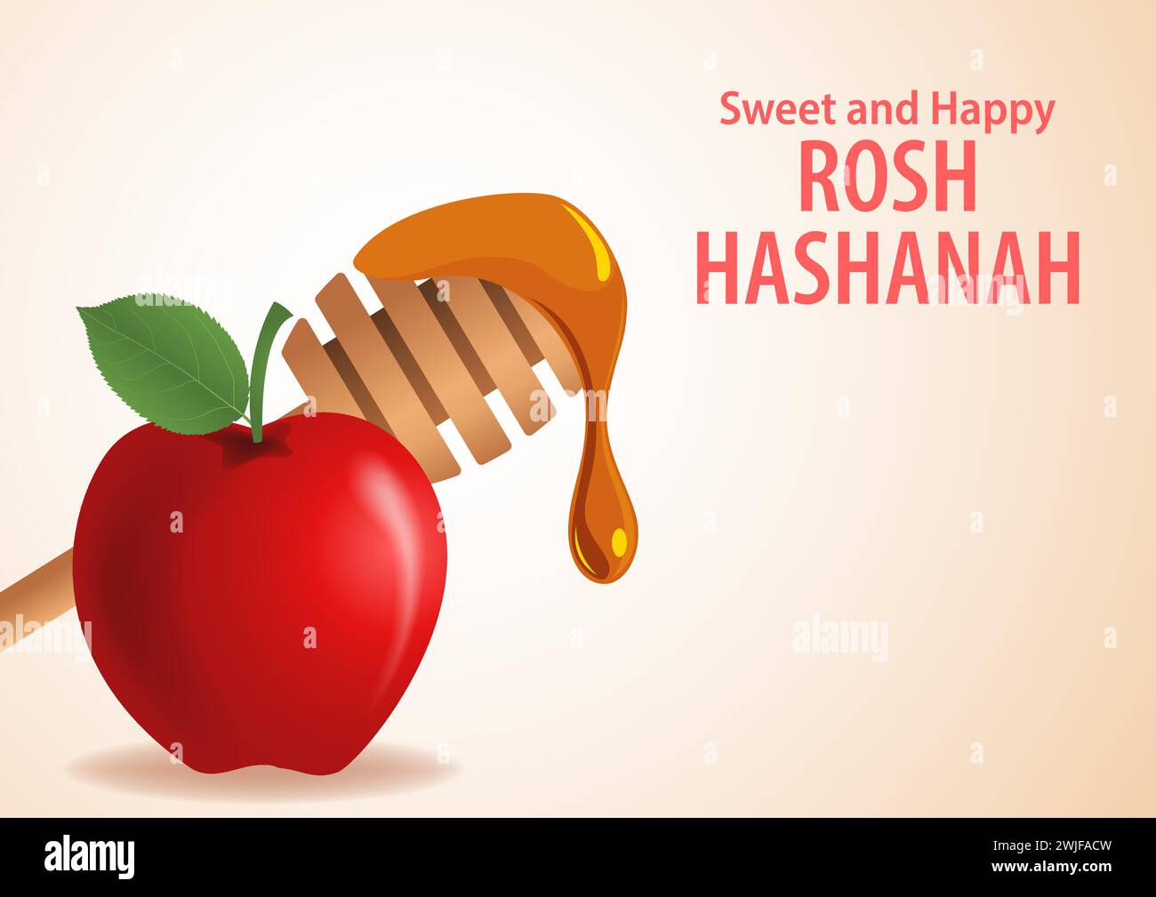 Vector illustration of melting honey and apple for Rosh Hashanah holiday Stock Vector Image ...