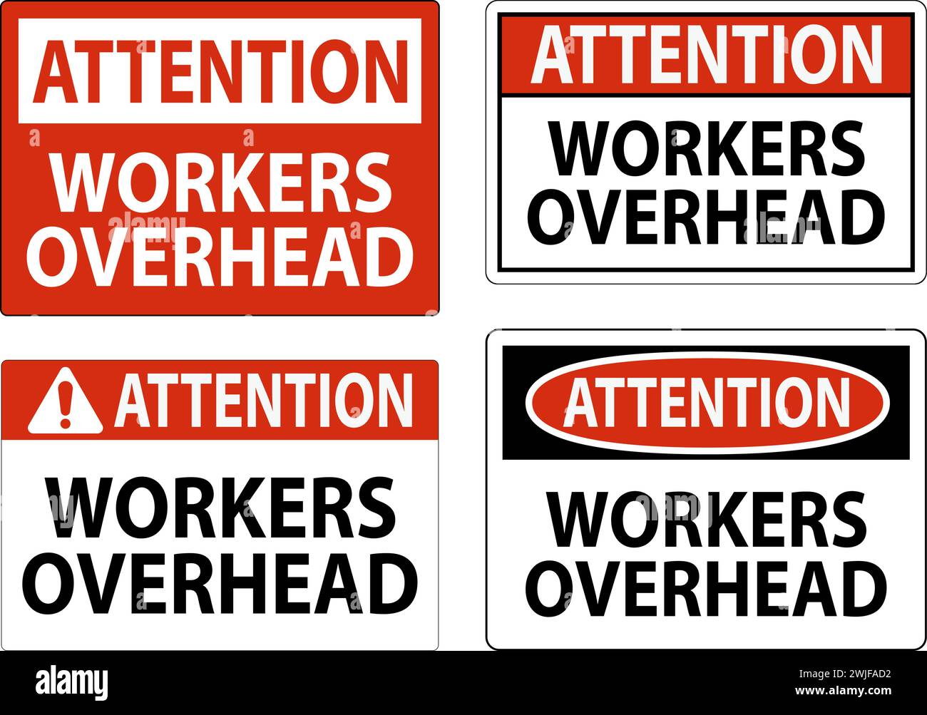 Attention Falling Debris Sign, Workers Overhead Falling Objects Stock ...