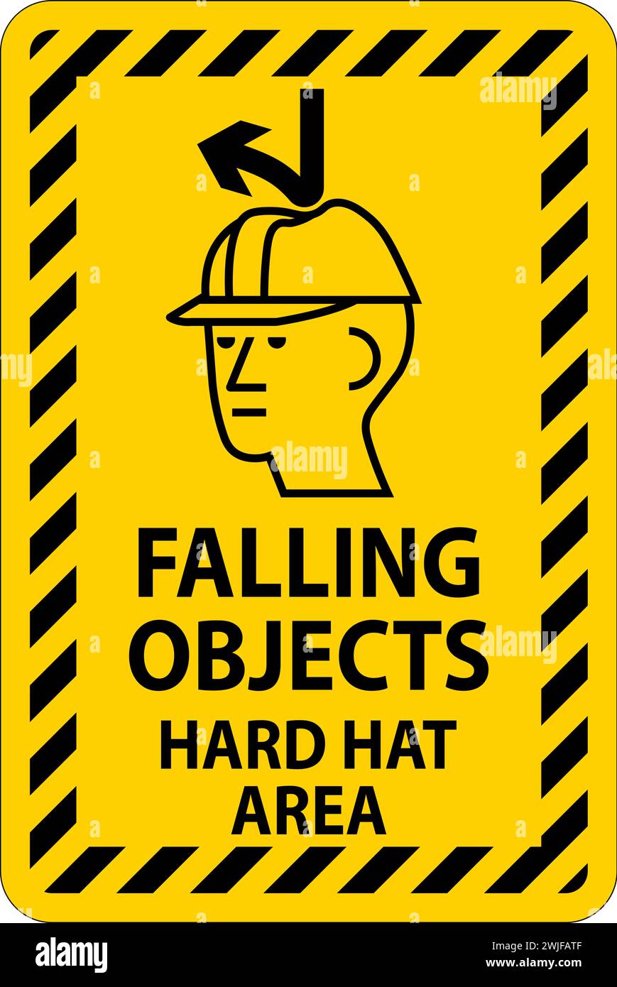 Danger Sign, Falling Objects Hard Hat Area Stock Vector Image & Art - Alamy