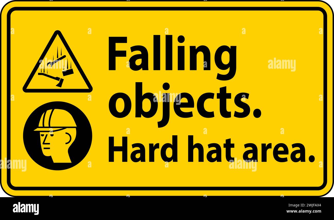 Warning Sign, Falling Objects Hard Hat Area Stock Vector Image & Art ...