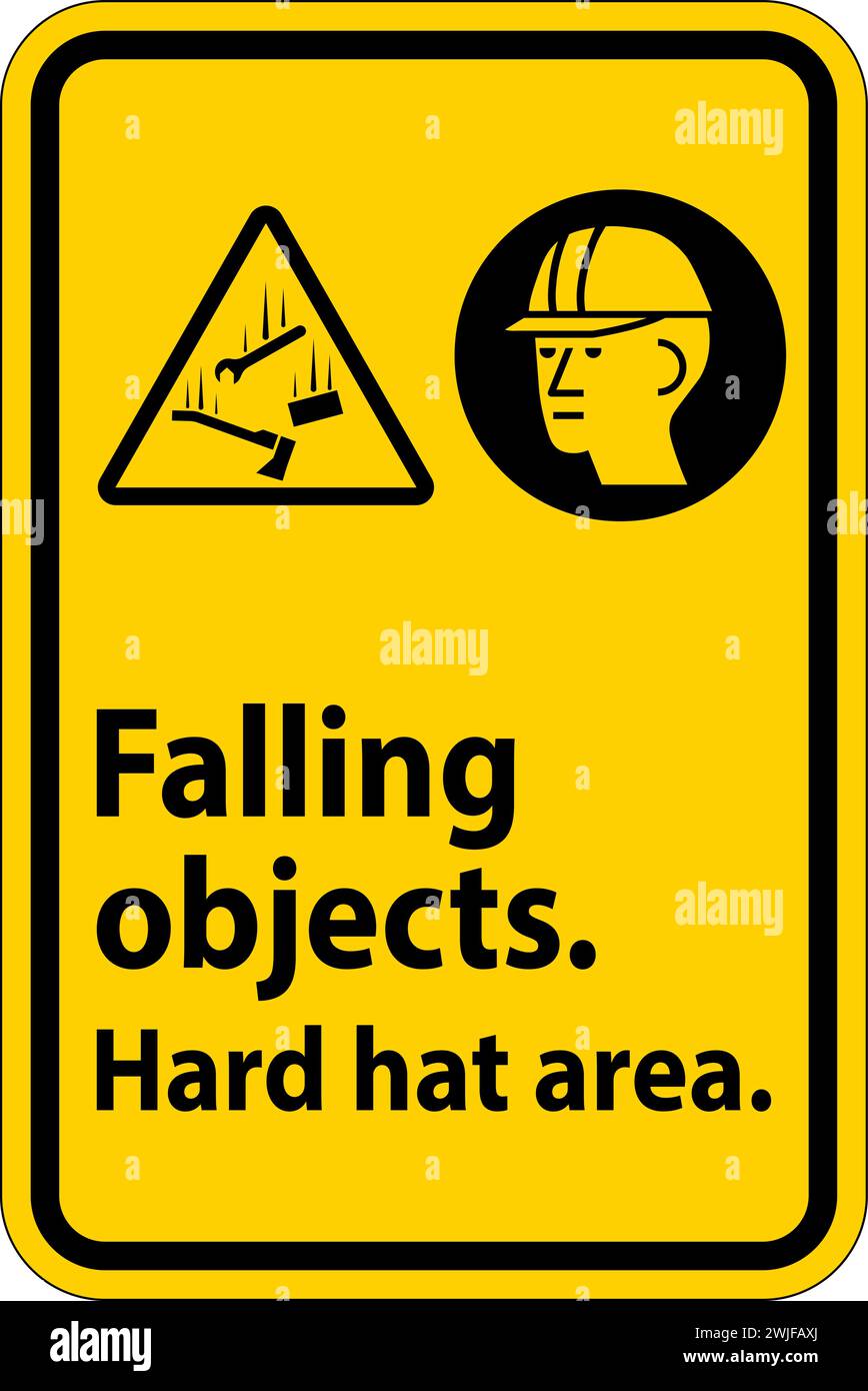 Warning Sign, Falling Objects Hard Hat Area Stock Vector Image & Art ...