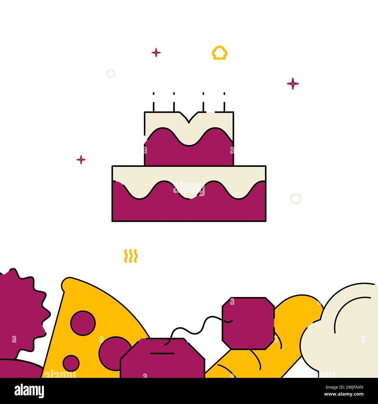 Cake, wedding filled line vector icon, simple illustration, related ...