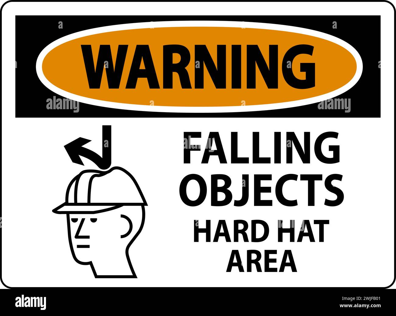 Warning Sign, Falling Objects Hard Hat Area Stock Vector Image & Art ...