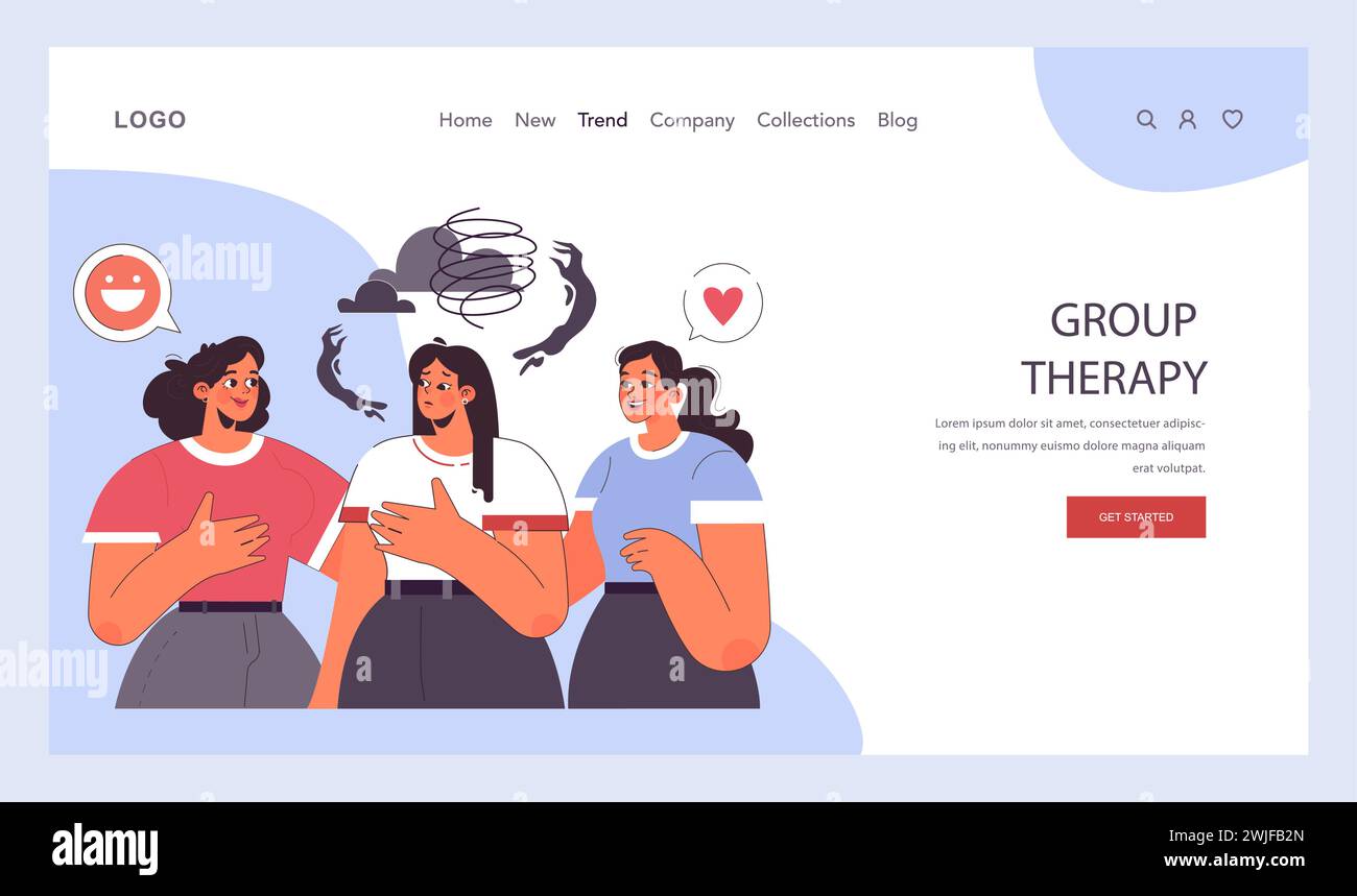 Post traumatic stress disorder web banner or landing page. Woman ...