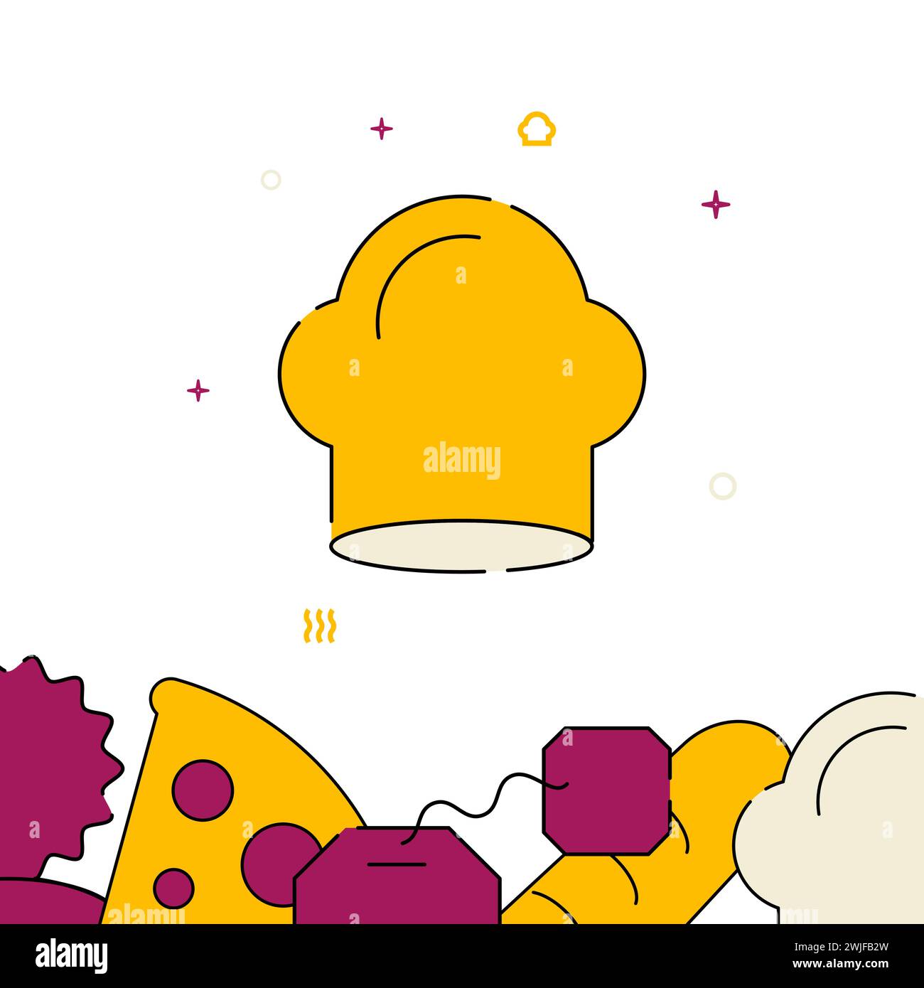 Cook, cap filled line vector icon, simple illustration, related bottom ...