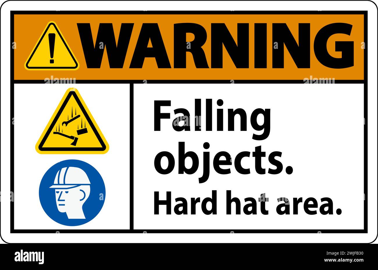 Warning Sign, Falling Objects Hard Hat Area Stock Vector Image & Art ...