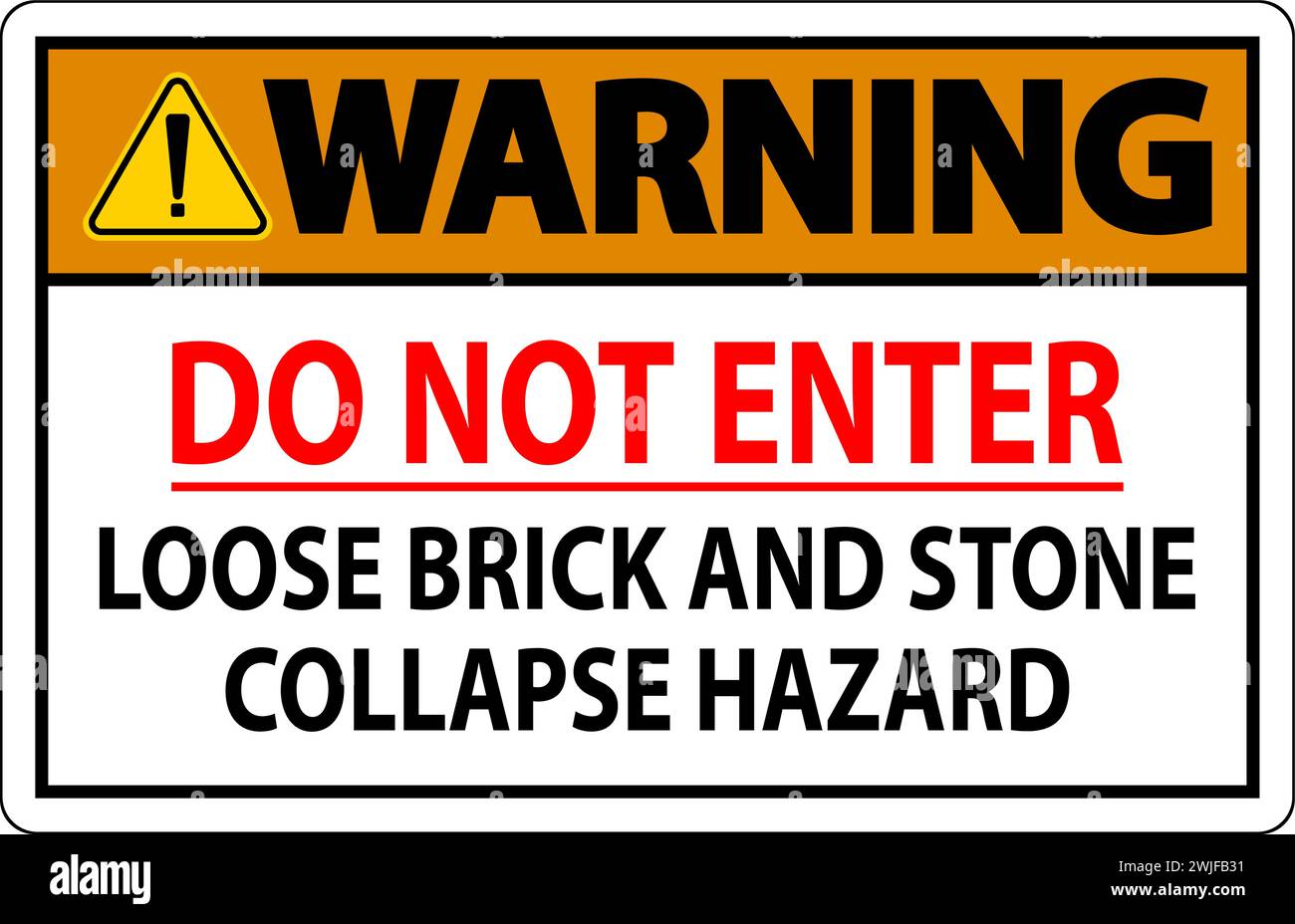 Warning Sign, Do Not Enter, Loose Brick And Stone Collapse Hazard Stock ...