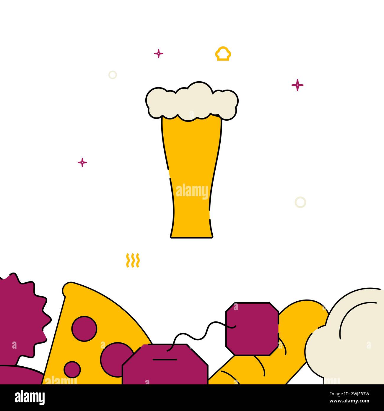 Beer, glass filled line vector icon, simple illustration, related ...