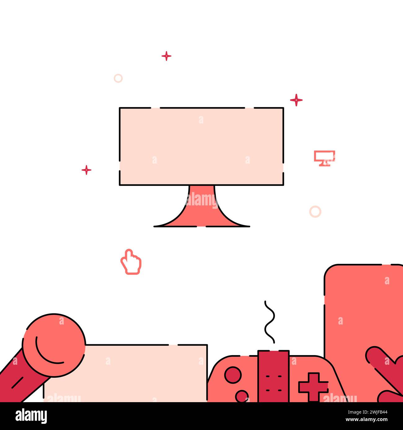 Computer monitor filled line vector icon, simple illustration, related ...