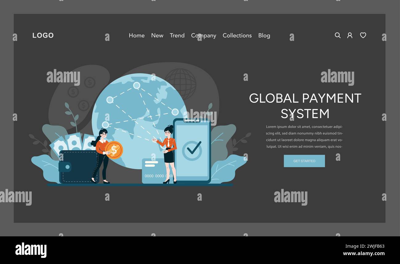 Global Payment System concept. Illustrating the connectivity of modern ...