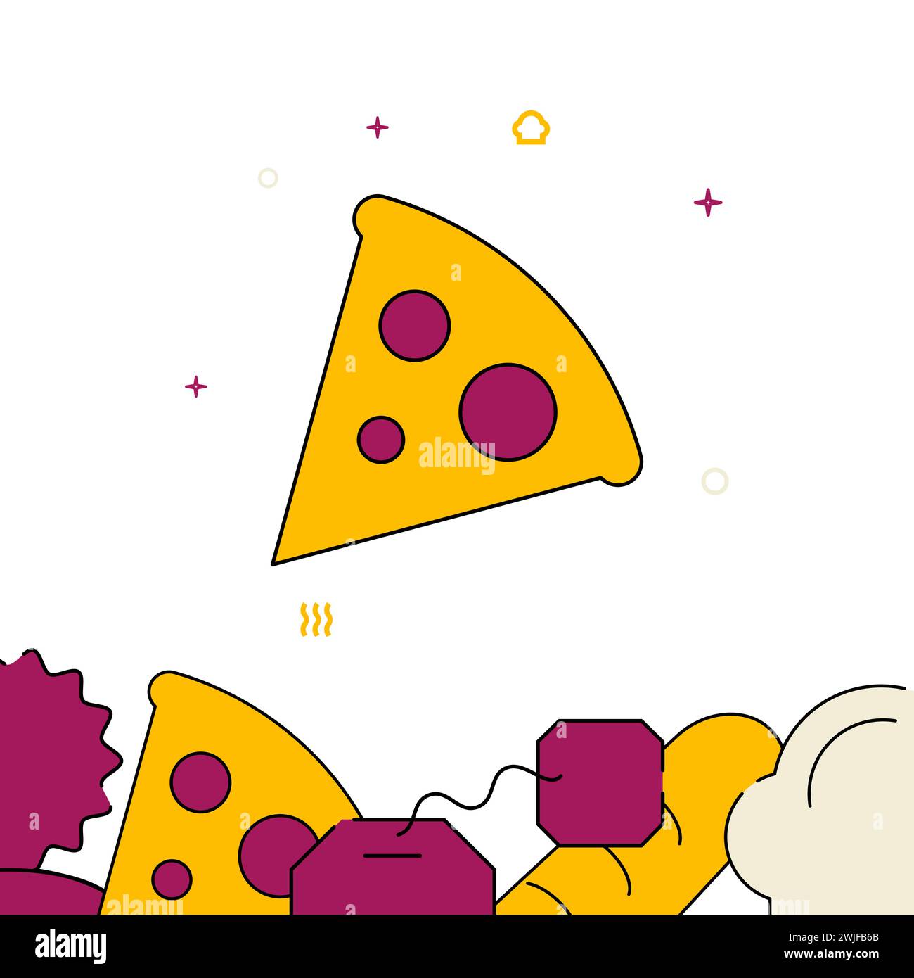 Pizza, slice filled line vector icon, simple illustration, related bottom border Stock Vector ...
