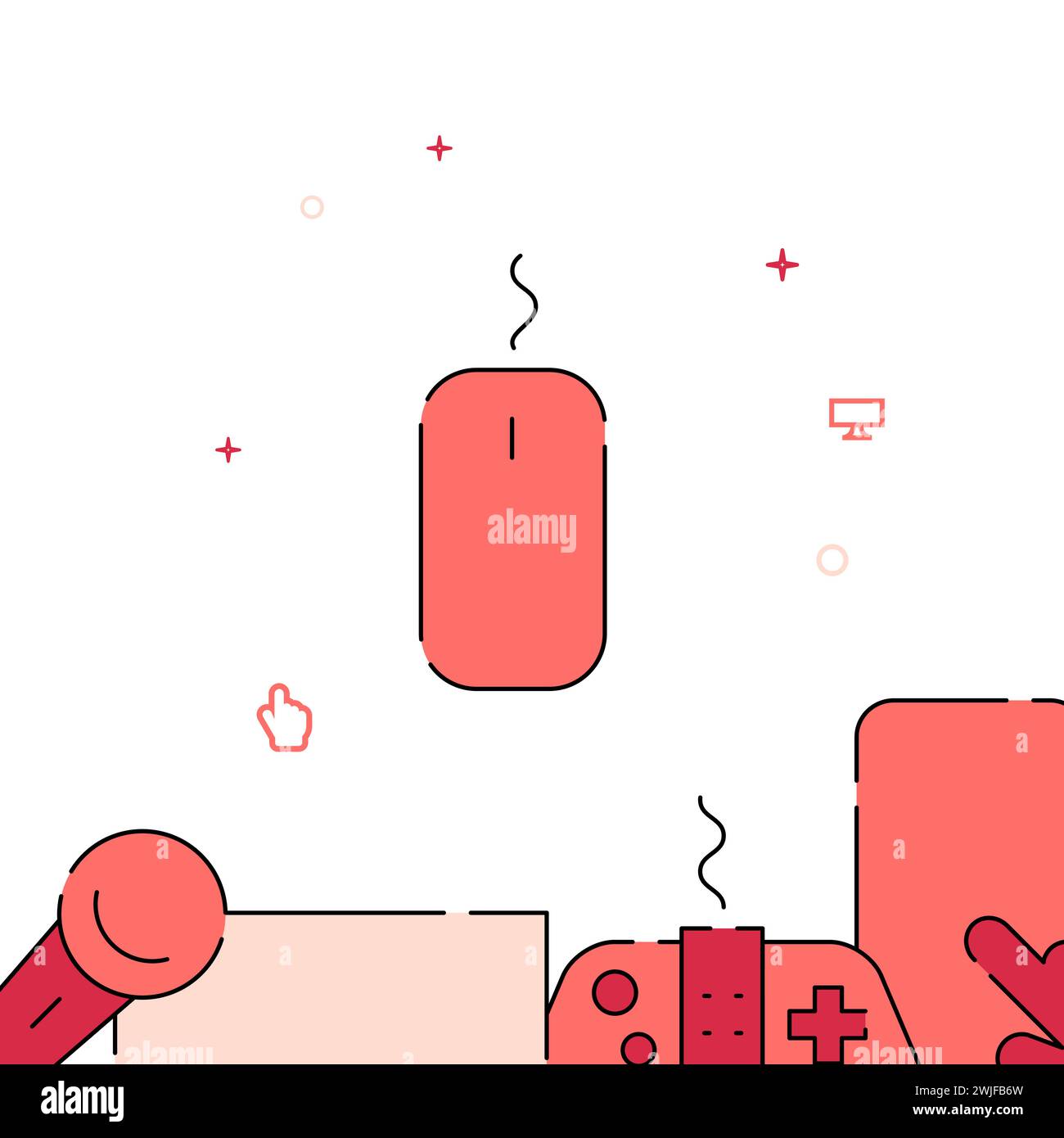 Computer mouse filled line vector icon, simple illustration, related ...